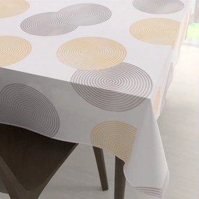 Biante Sametový obdélníkový ubrus Tamara TMR-023 Žluté a šedé designové kruhy na smetanovém 100x160 cm