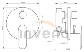 Invena Siros, podomítková baterie 2-výstupová, černá matná, BP-90-4O2-A