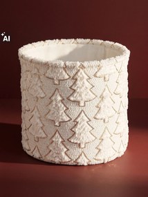 Sinsay - Vánoční úložný koš s aplikacemi stromečků a flitry - bílá