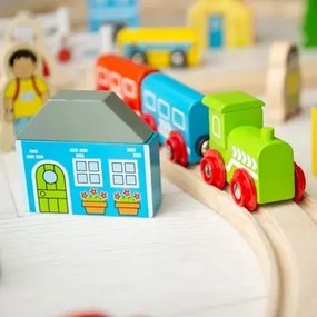 Bigjigs Rail Dřevěná vláčkodráha město a vesnice / 101 dílů / od 3 let