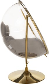 Závěsné křeslo se stojanem, transparentní/zlatá/šedá, BUBBLE NEW TYP 2
