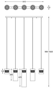 Zuma Line P0389-05E-F7AC - Křišťálový lustr na lanku GEM 5xG9/28W/230V