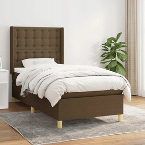 Box Spring Postel S Matrací Textil Tmavě Hnědá tlačítka 90 x 200 cm