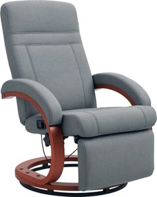 HOMCOM Nastavitelná Relaxační Křeslo TV Křeslo s Podnožkou, Dřevěné Područky, Otočné Relaxační Křeslo s Nastavitelným Opěradlem, Relaxační Křeslo, Lát