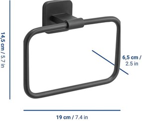 Matně černý držák na ručníky bez vrtání Turbo-loc z nerezové oceli Porto – Wenko