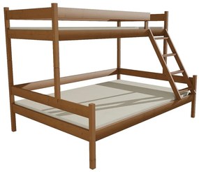 Vomaks Patrová postel s rozšířeným spodním lůžkem PPS 002 100/160 x 200 cm moření ořech
