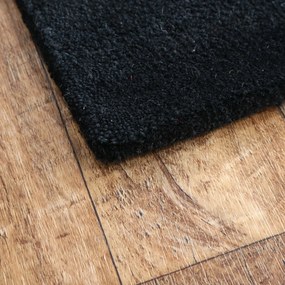 Asra, Ručně všívaný kusový koberec Asra wool černá, 60x110, černá, ložnice