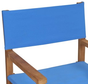 Režisérská židle masivní teakové dřevo modrá,  47412