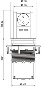 Výsuvný sloupek BACHMANN 928.020 Elevator 1 zásuvka 230V + nabíječka USB