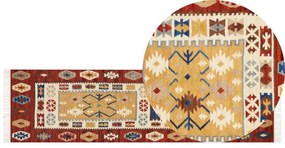 Vlněný kelimový koberec 80 x 300 cm vícebarevný VOSKEHAT Beliani