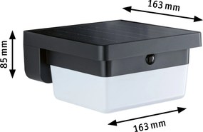 P 95748 Hybrid LED venkovní nástěnné svítidlo Isleen domovní 230V + solární IP44 hranaté 163x163mm 3000K 2,3W 230V černá - PAULMANN