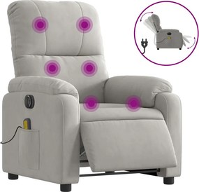 Elektrické masážní polohovací křeslo světle šedé mikrovlákno 3204923