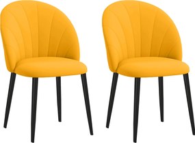HOMCOM Sada 2 jídelních židlí, moderní židle do kuchyně s tvarovaným opěradlem a kovovými nohami, potažené sametem pro kuchyň, ložnici, kancelář a obý