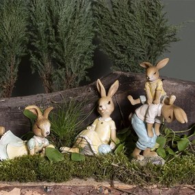 Velikonoční dekorace hrajících si králíků - 9*4*15 cm