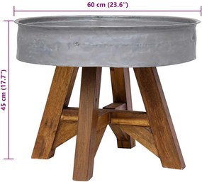 Konferenční stolek směs recyklovaného dřeva 60 x 45 cm stříbrný 244511