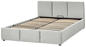 Sametová postel s úložným prostorem 140 x 200 cm světle šedá BOUSSE Beliani
