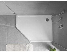 Mexen Flow Slim, pravostranná pětiúhelníková sprchová vanička 100 x 80 cm, bílá lesklá, 46P108010R