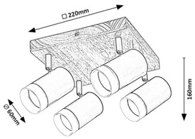 Rabalux 73124 - Stropní bodové svítidlo TORAS 4xGU10/5W/230V dub