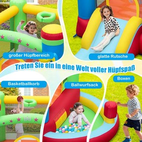 Costway Nafukovací skákací hrad se skluzavkou a skákacím prostorem a hrací hrad