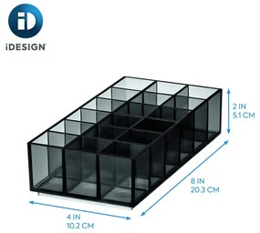 Matně černý koupelnový organizér na kosmetiku z recyklovaného plastu Lip Station – iDesign