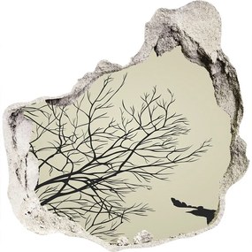 Wallmuralia Díra 3D fototapeta na stěnu Vrány na stromě 75x75 cm
