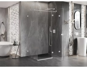Mexen Lunar T, pravostranný výklopný sprchový kout 125 x 100 cm, 8mm čiré sklo, bílý profil, 834T-125-100-20-00-P