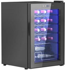 HOMCOM Chladnička na víno 20 lahví 53L 5-18 ℃ Kompresorová chladnička na nápoje se skleněnými dveřmi s ochranou proti UV záření, chladnička na lahve …