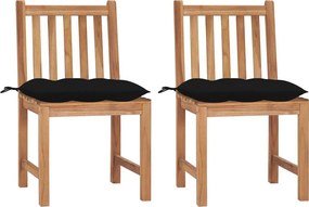 vidaXL Zahradní židle s poduškami 2 ks masivní teak [3062932] Barva: Černá