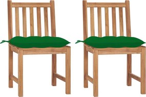 vidaXL Zahradní židle s poduškami 2 ks masivní teak [3062932] Barva: Zelená