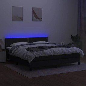 Box spring postel s matrací a LED černá 180x200 cm textil 3133095