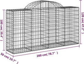 Klenutý gabionový koš 200 x 50 x 100/120 cm pozinkované železo 153495