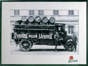 Plechová cedule Pilsner Urquell náklaďák v rámečku