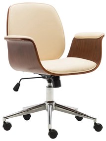 Kancelářská židle krémová ohýbané dřevo a umělá kůže,  283127 HangarStore.cz
