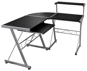 Rohový počítačový stůl černý 132 x 112 x 99 cm kompozitní dřevo 20585