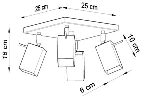 Stropní svítidlo Merida, 4x černé kovové stínítko, (možnost polohování)
