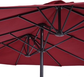 Dvojitý slunečník Outsunny 455 x 265 cm, sluneční clona s UV ochranou a kličkou, balkonový slunečník, plážový slunečník, větruodolný slunečník pro pl…