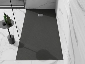 Mexen Stone+, obdélníková vanička z minerálního kompozitu 180 x 90 cm, antracitová, 44719018