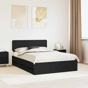 Rám postele se zásuvkou Černý 150 x 200 cm Dřevěný materiál 3412172