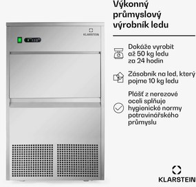 Klarstein Powericer XXXL, výrobník ledu, 260 W, 50 kg/den, průmyslové zařízení na výrobu ledu, nerezový