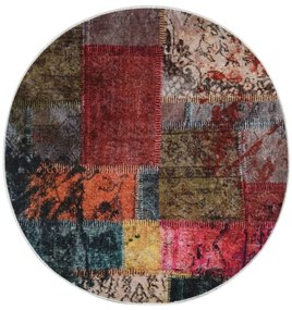 vidaXL Koberec pratelný patchwork ⌀ 120 cm vícebarevný protiskluzový