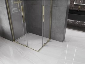 Mexen Velar L Duo, sprchový kout s posuvnými dveřmi 90 x 80 cm, 8mm čiré sklo, zlatá lesklá, 871-090-080-02-03-50