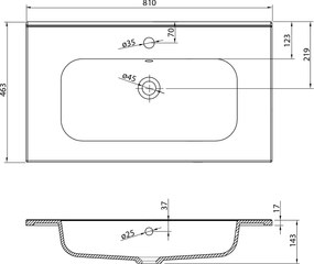 Sapho Sapho, SIDRA umyvadlo, litý mramor, 81x46cm, bílá, SD081