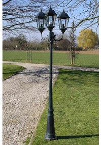 vidaXL Zahradní lampa Brighton se 3 rameny, 230 cm, tmavě zelená / černá