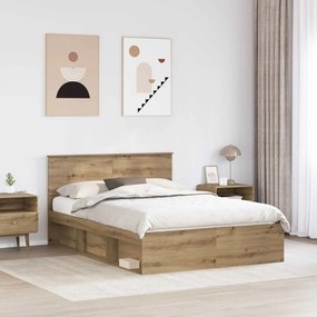 Rám postele s čelo Umělecký dub 140 x 190 cm Kompozitní dřevo 3407876