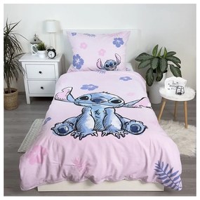 Světle růžové bavlněné dětské povlečení na jednolůžko 140x200 cm Lilo &amp; Stitch "Pink" – Jerry Fabrics