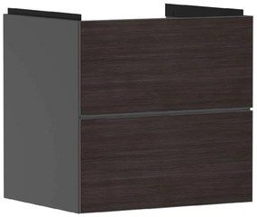 Hansgrohe Xevolos E - Umyvadlová skříňka 58x58x48 cm, 2 zásuvky, matná šedá/tmavý dub 54177730