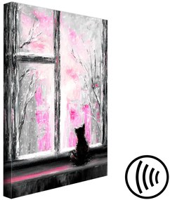 Obraz Toužící koťátko (1-dílný) vertikální růžový