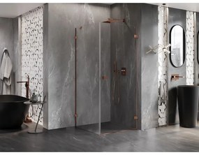 Mexen Lunar-B, pravostranný výklopný sprchový kout 70 x 70 cm, 8mm čiré sklo, profil růžové zlato, 832-070-070-60-00-P
