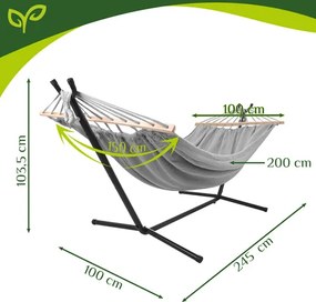 Iso Trade Zahradní houpací síť 200x150cm Gardlov s rámem 27293