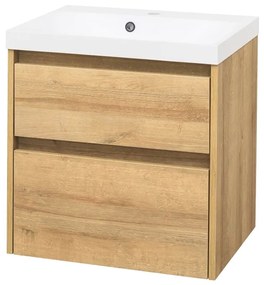 Mereo Mereo, Opto, koupelnová skříňka s umyvadlem z litého mramoru 61 cm, bílá, dub, bílá/dub, černá, CN920M